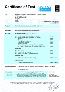 Flame Retardant Reflective Tape Certificates | Chinastars